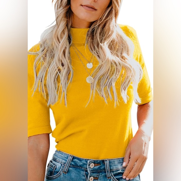 Tops | Womens 34 Sleeve Mustard Yellow Top | Poshmark